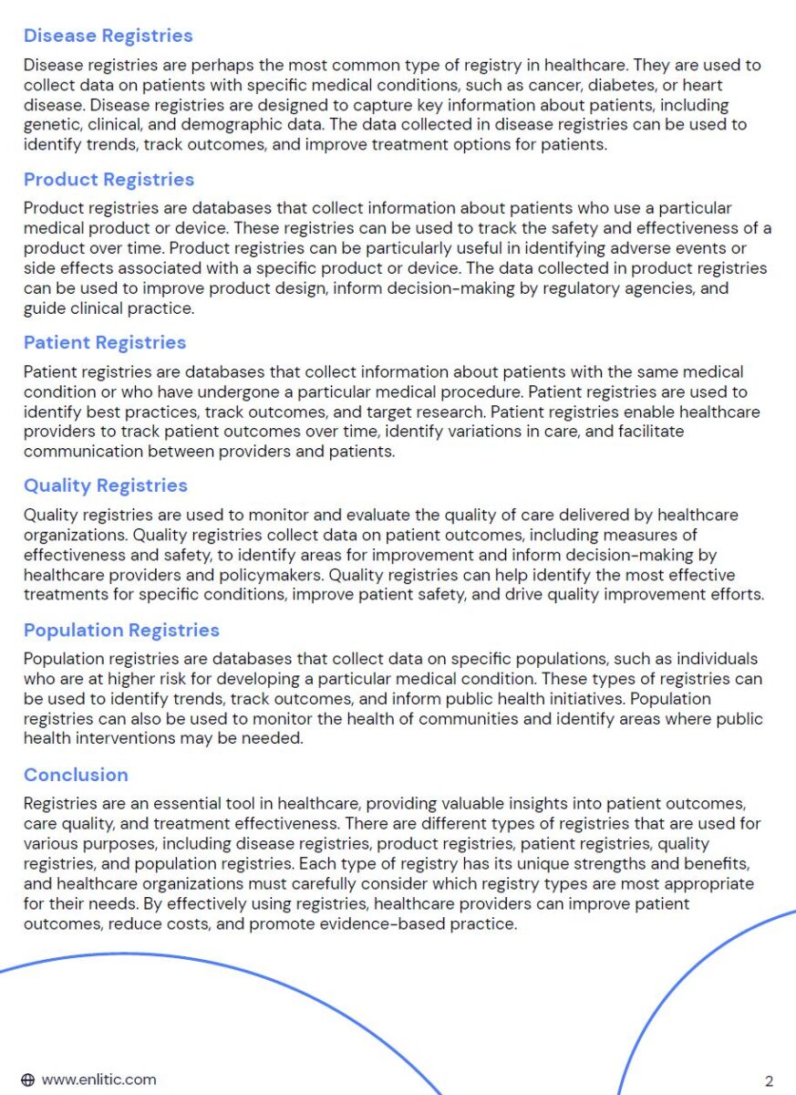 Types of Registries in Healthcare - Enlitic